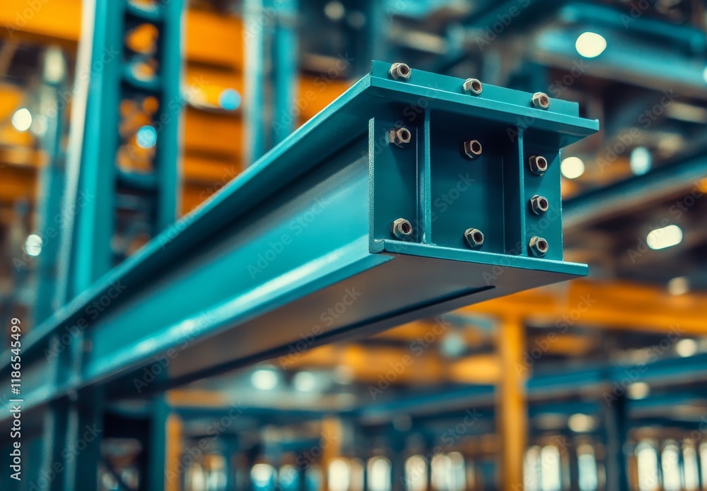 Steel Beam Secured with Bolts in Industrial Factory Setting. Stock ...