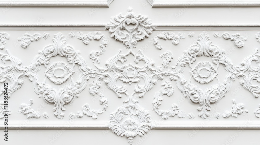 Decorative White Stucco Wall Texture with Elegant Floral Patterns for ...