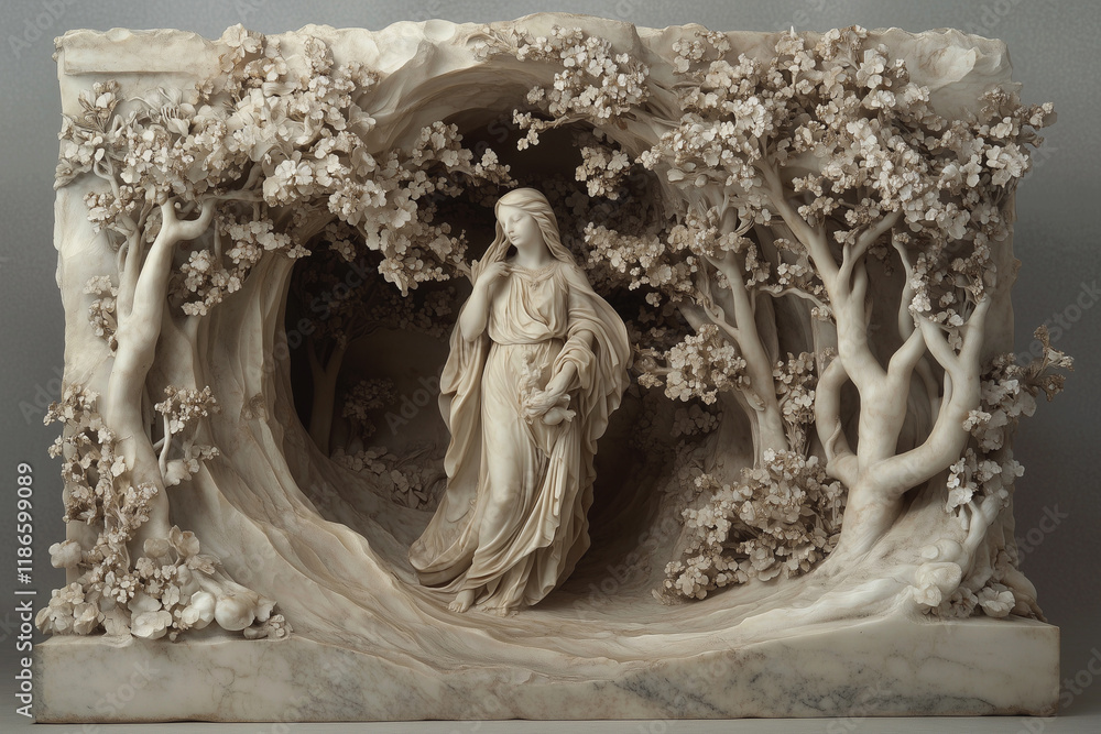 Foto de Stock Marble bas-relief: The return of the goddess Persephone ...