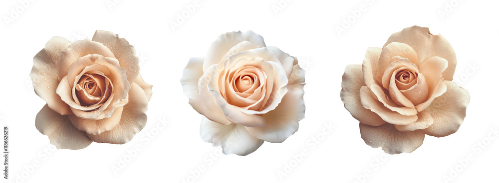 Mocha mousse color beige roses PNG set isolated on transparent ...