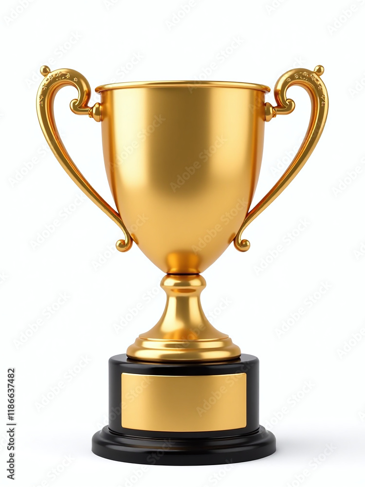 Gold Star Winner Champion Trophy Isolated Against White Background With ...