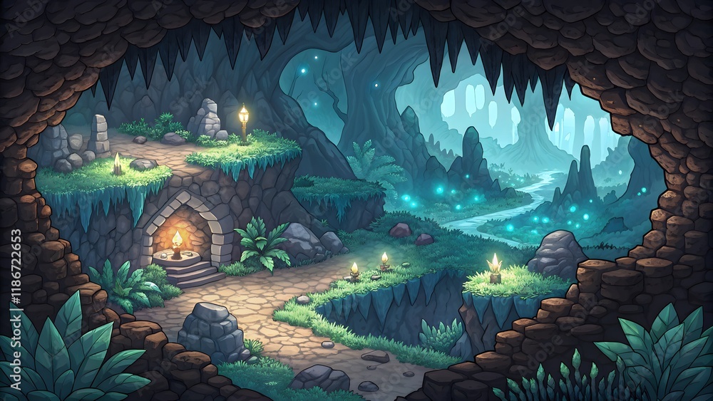 Asset for a mobile, browser, online, platform game background, 2d ...