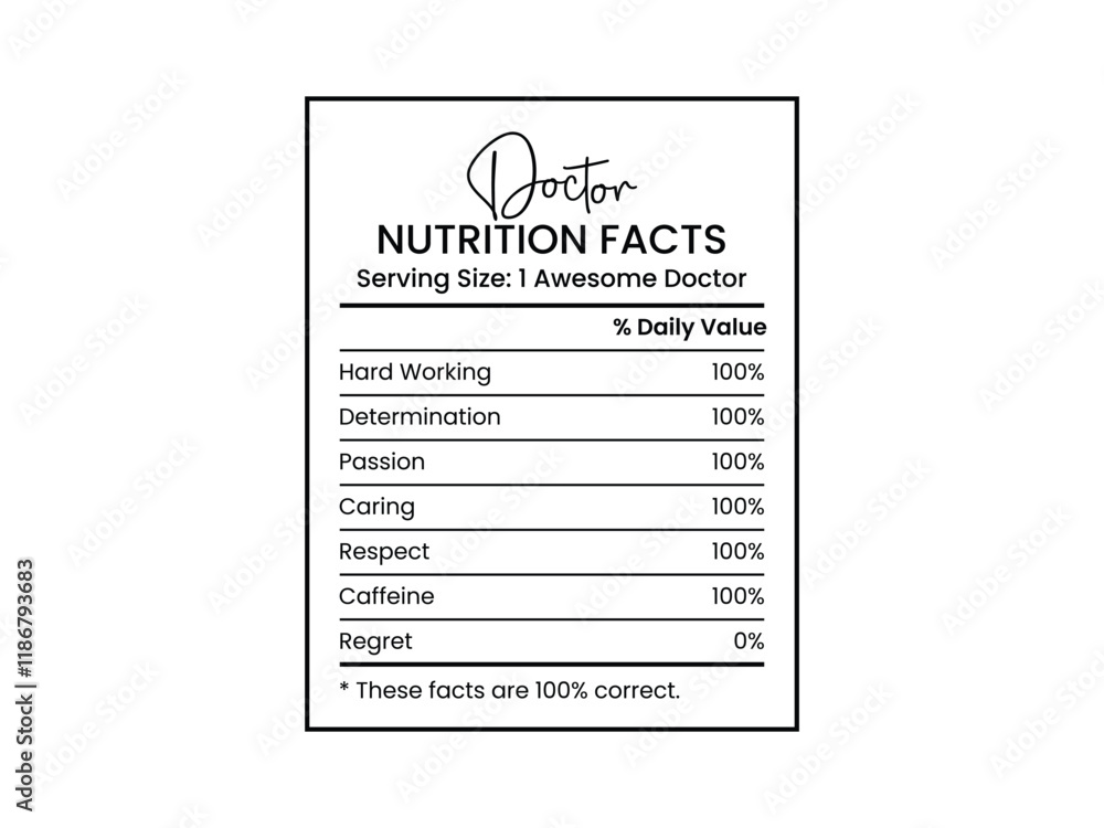 Doctor nutrition facts label template design Stock Vector | Adobe Stock