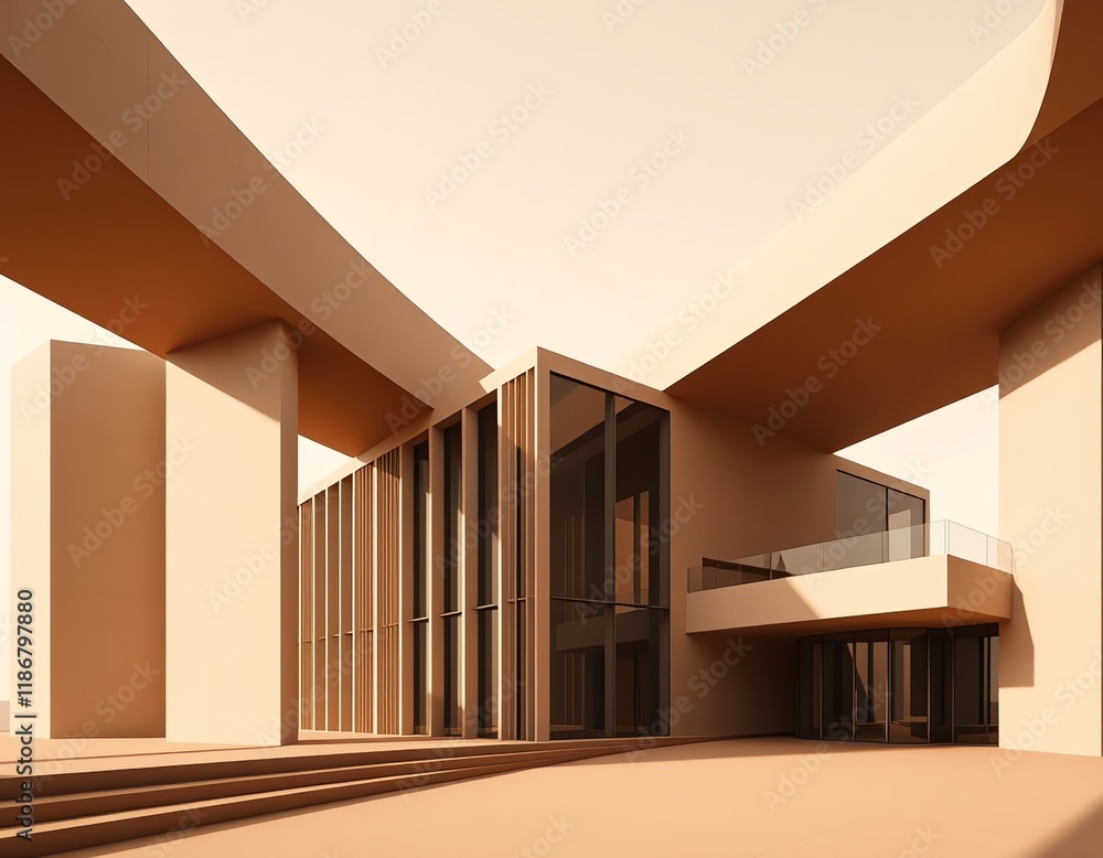 Modern Beige Architecture Exterior Design with Pantone 2025 Colour of ...