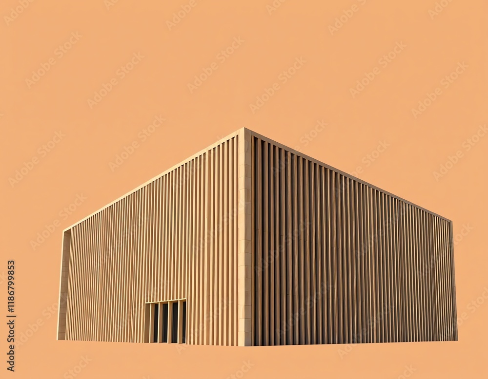 Modern Wooden Building Facade Against a Pastel Background with Pantone ...