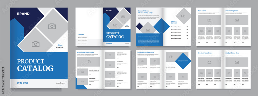 Product catalogue design or Catalog template, blue color modern Company ...