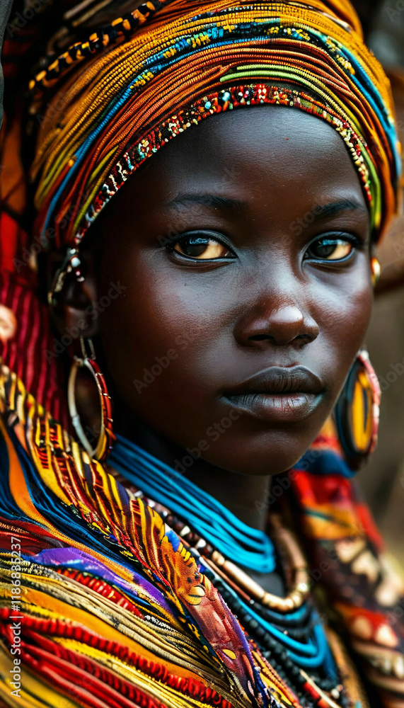 Ilustración de Stock beautiful African woman of Nilotic people in ...