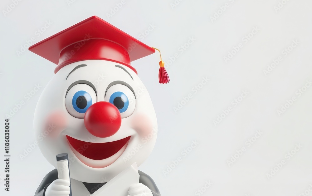 Cheerful 3D emoji clown face with a red nose, blue eyes, wearing a ...