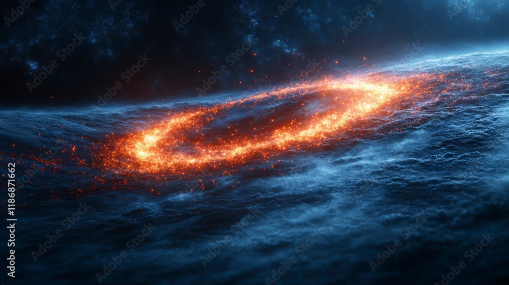 Stock-Illustration „Conceptual illustration of an atom, with vibrant ...