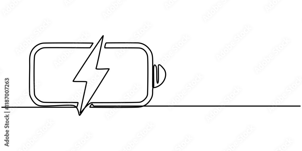 Battery icon continuous one line drawing, One continuous line drawing ...