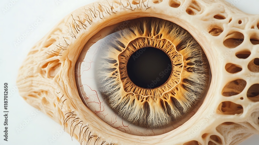 Diagram of eye anatomy showing key internal structures like lens and ...