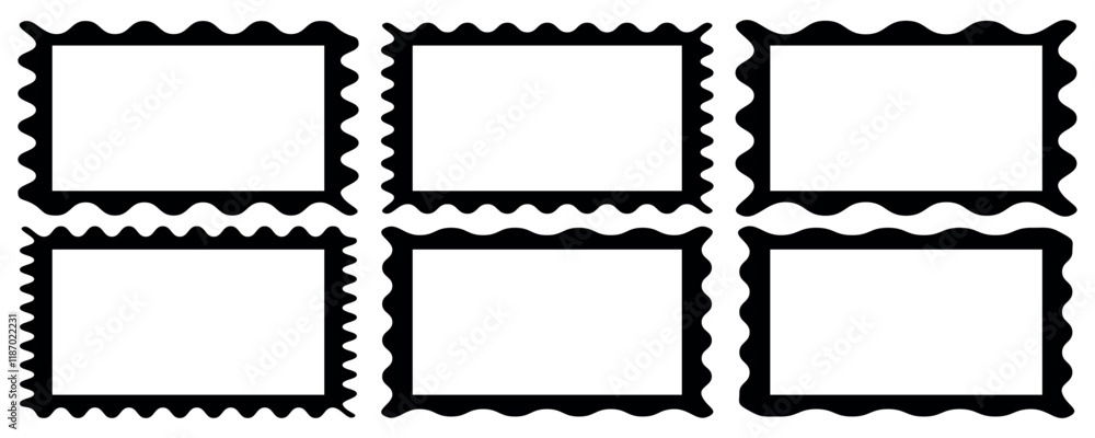 square scalloped frame set. Simple label and sticker form. Scalloped ...