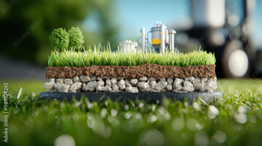 cross section diagram of geothermal energy plants showcasing grass ...