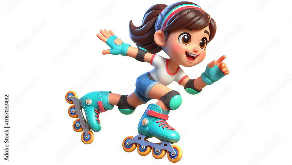 Exciting roller skating action urban park animation playful environment ...