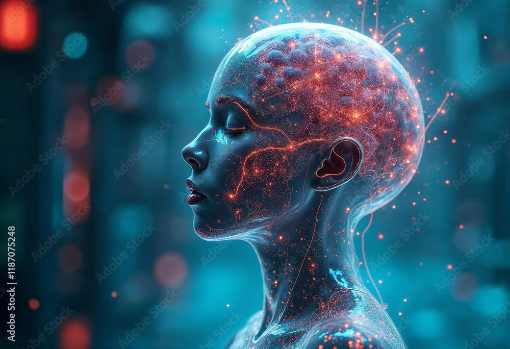 A highly realistic sci-fi artificial intelligence presented in a ...