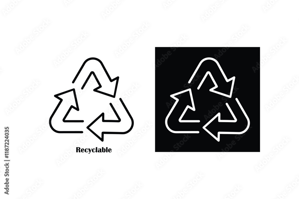 Recyclable icons. Recycle icon vector. Recycling and Environmental ...