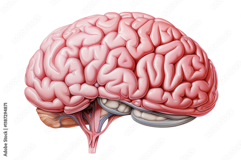 Human brain anatomy illustration showing detailed structure and regions ...