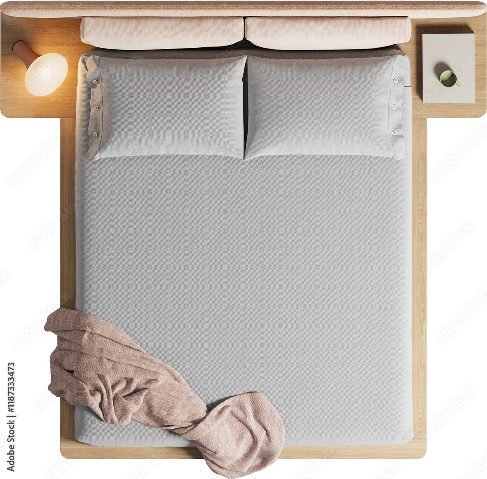 Top view of double bed with headboard Stock Photo | Adobe Stock