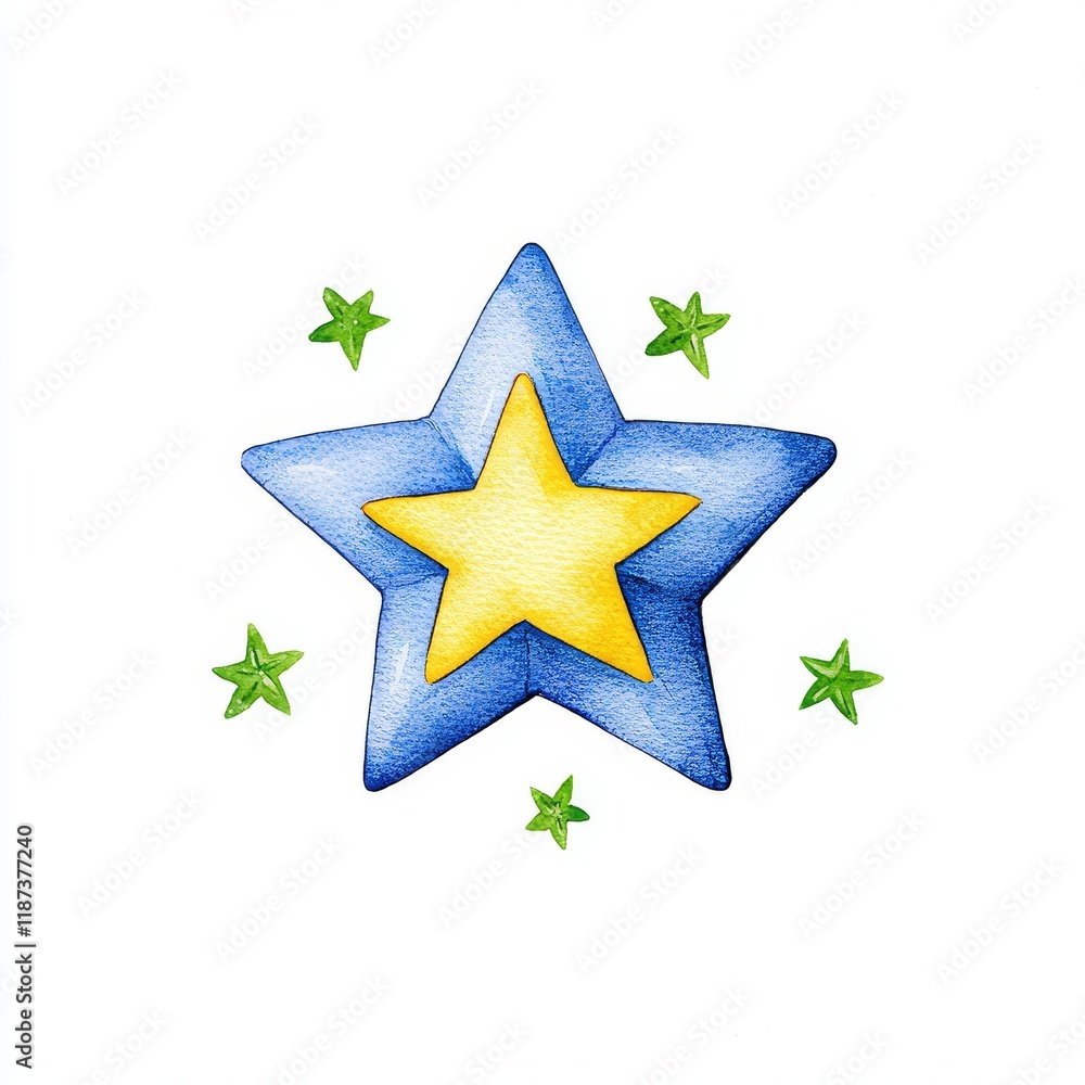 The Bethlehem golden star watercolor, an illustration of the Christmas ...