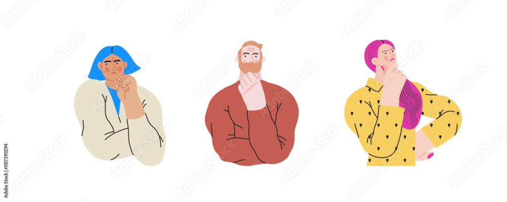 Thinking people, modern flat vector concept illustrations set- people ...
