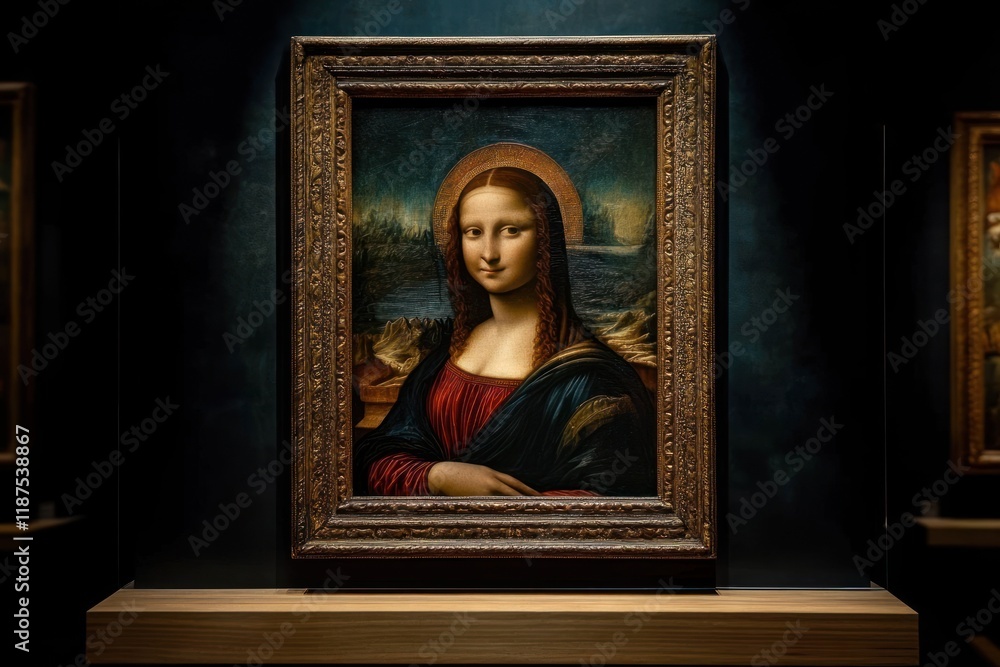 Mona Lisa Portrait in Louvre Museum Paris Artwork Gallery Culture Stock ...
