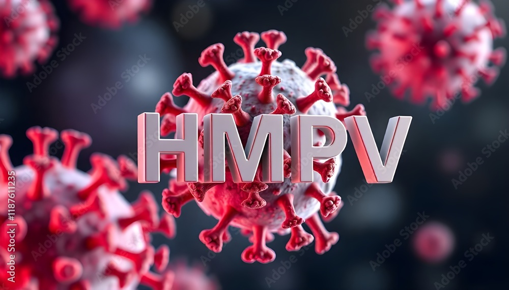 A 3D medical illustration concept of the Human Metapneumovirus (HMPV ...