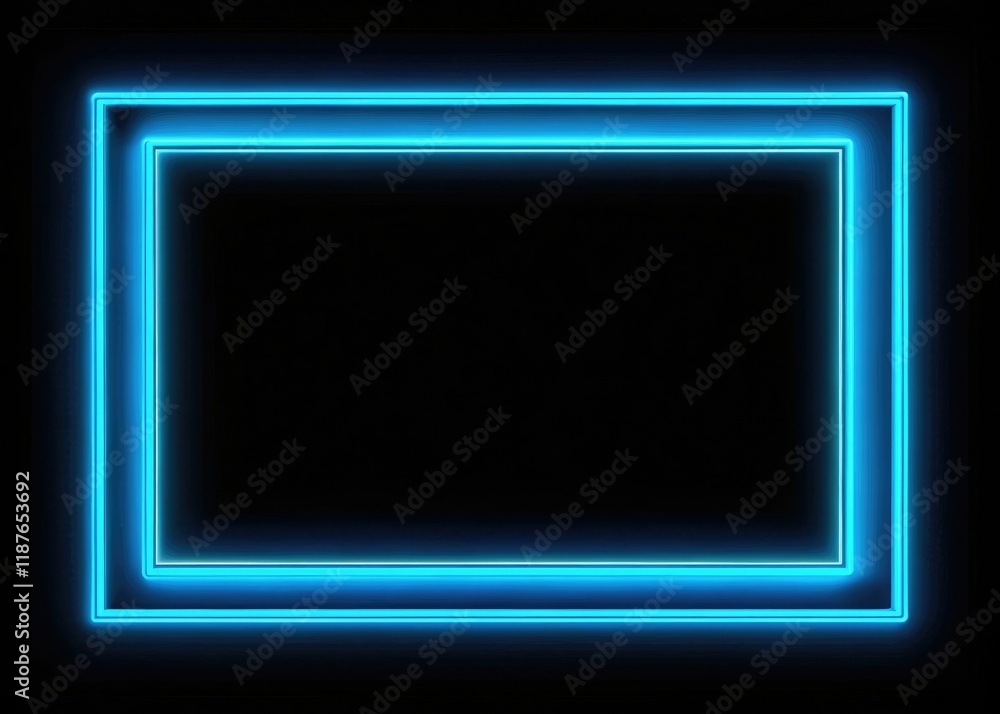 Neon Blue Rectangular Loop Border Architectural Photography Stock Photo ...