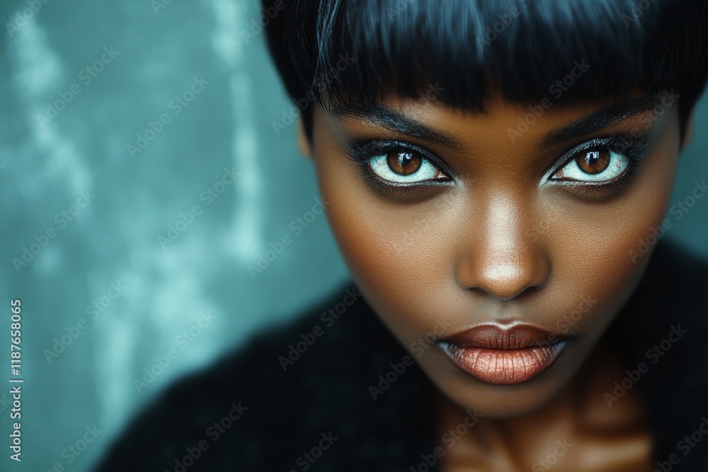 Commercial promotion layout. Attractive calm black girl - for ads ...