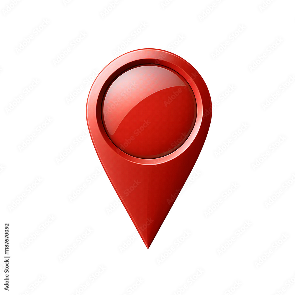 Glossy Red Location Pin: A Simple, Bold Graphic isolated on transparent ...