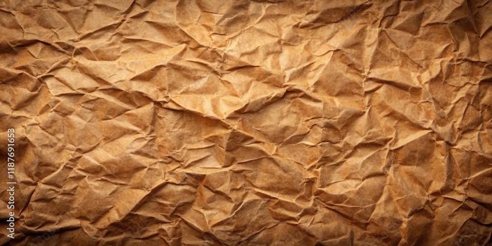 Distressed brown paper with deep folds and creases, showcasing its ...