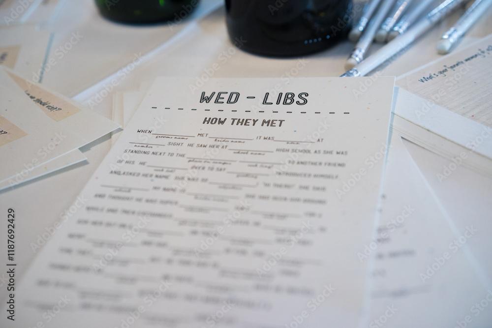 Wedding Mad Libs Game at Reception Table - Interactive Activity for ...