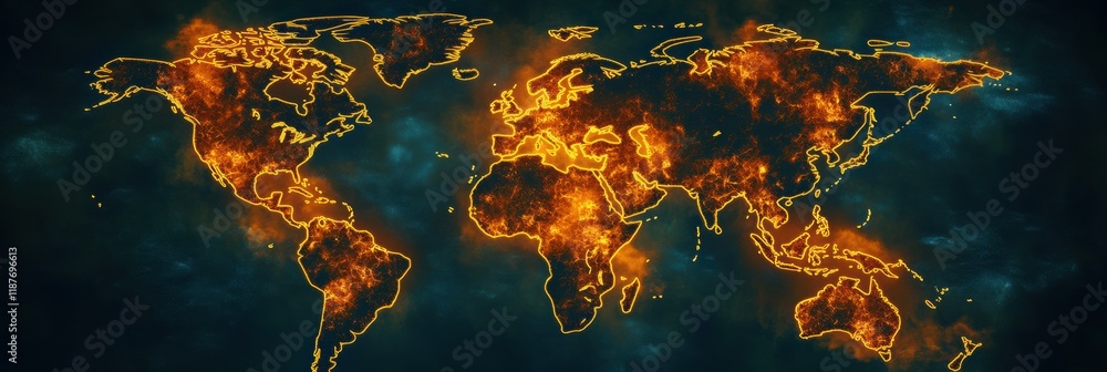 Стокова ілюстрація World map highlighting viral spread zones across ...