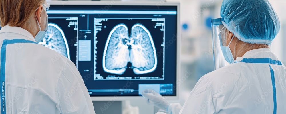 Medical team analyzing chest x-rays hospital laboratory health imaging ...