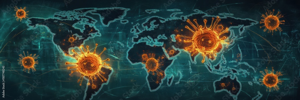 Global map highlighting viral spread zones during the current health ...