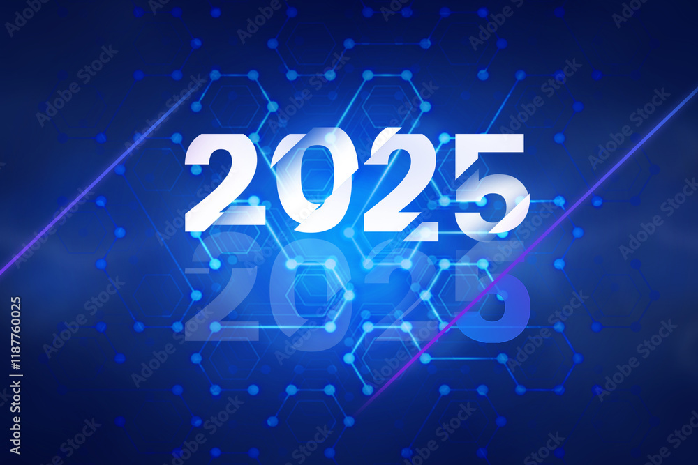 3d Rendering illustration of a futuristic glossy 2025 design Stock ...