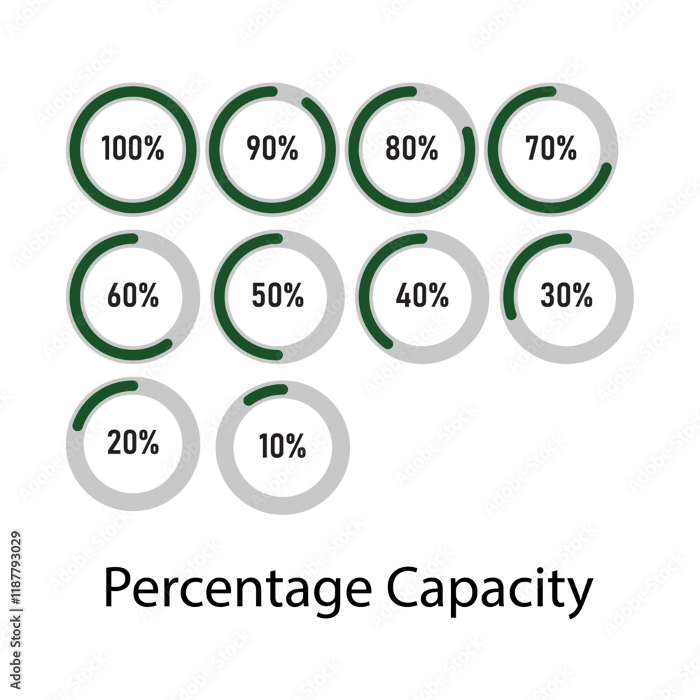 Circular Percentage Capacity Infographic - Vector Progress Indicators ...