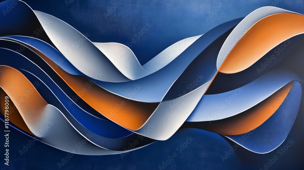 62.A modern 3D composition featuring sinuous, wave-like patterns ...