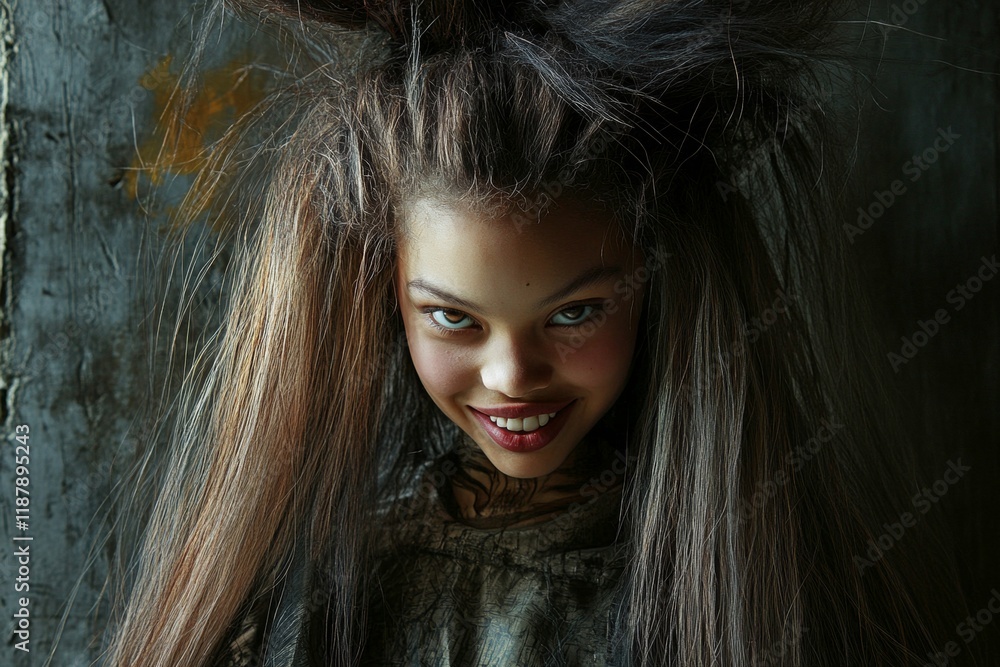 Zdjęcie bez tantiem: Long haircut - highlighted hair. Commercial ad ...