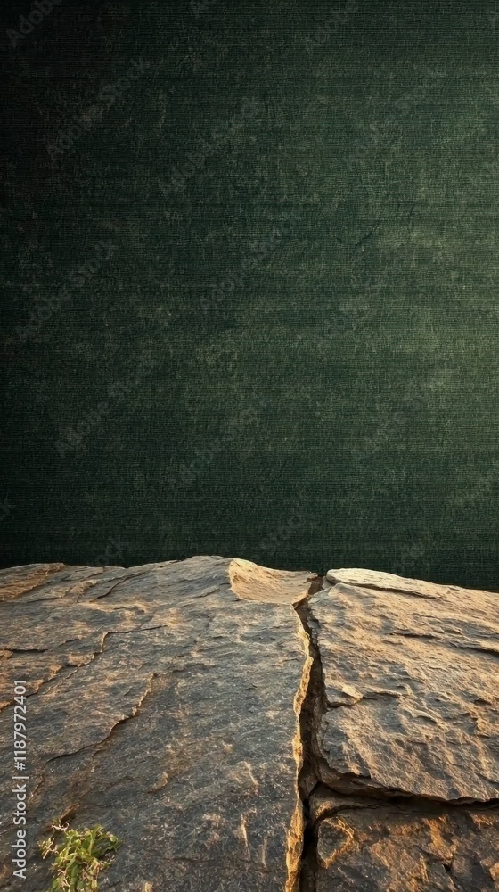 Rugged Stone Texture Dark Green Background Crack Rock Surface Nature ...
