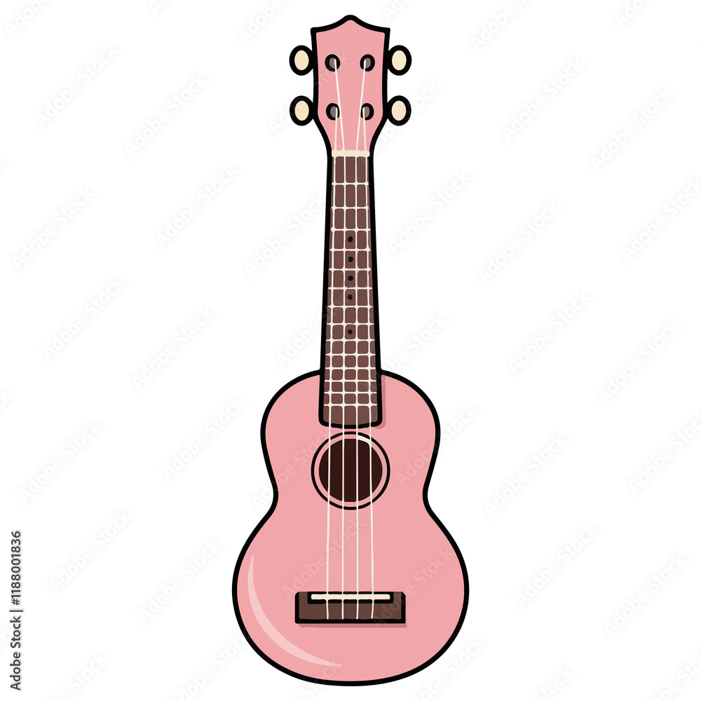Stylish Pink Ukulele Sticker Designs Creative Musical Instrument Vector ...