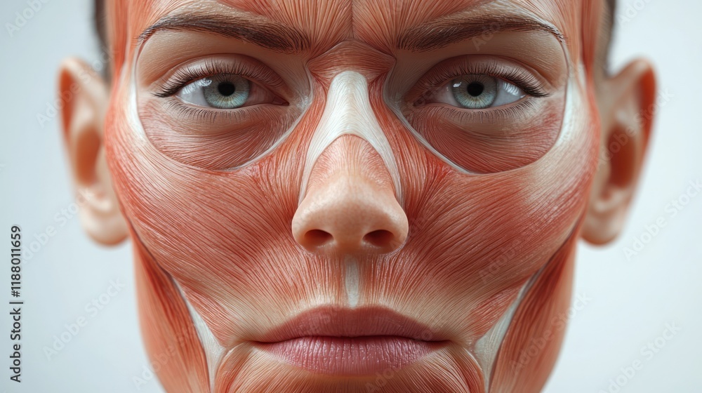 Human Facial Anatomy: A Detailed 3D Rendering of Muscles and Structures ...