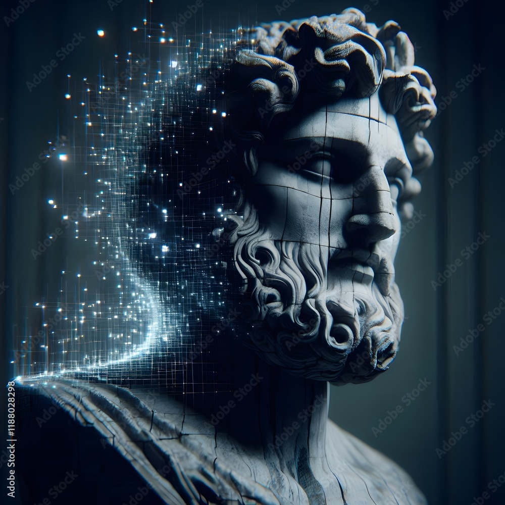 An ancient statue reimagined using deepfake technology, turning its ...