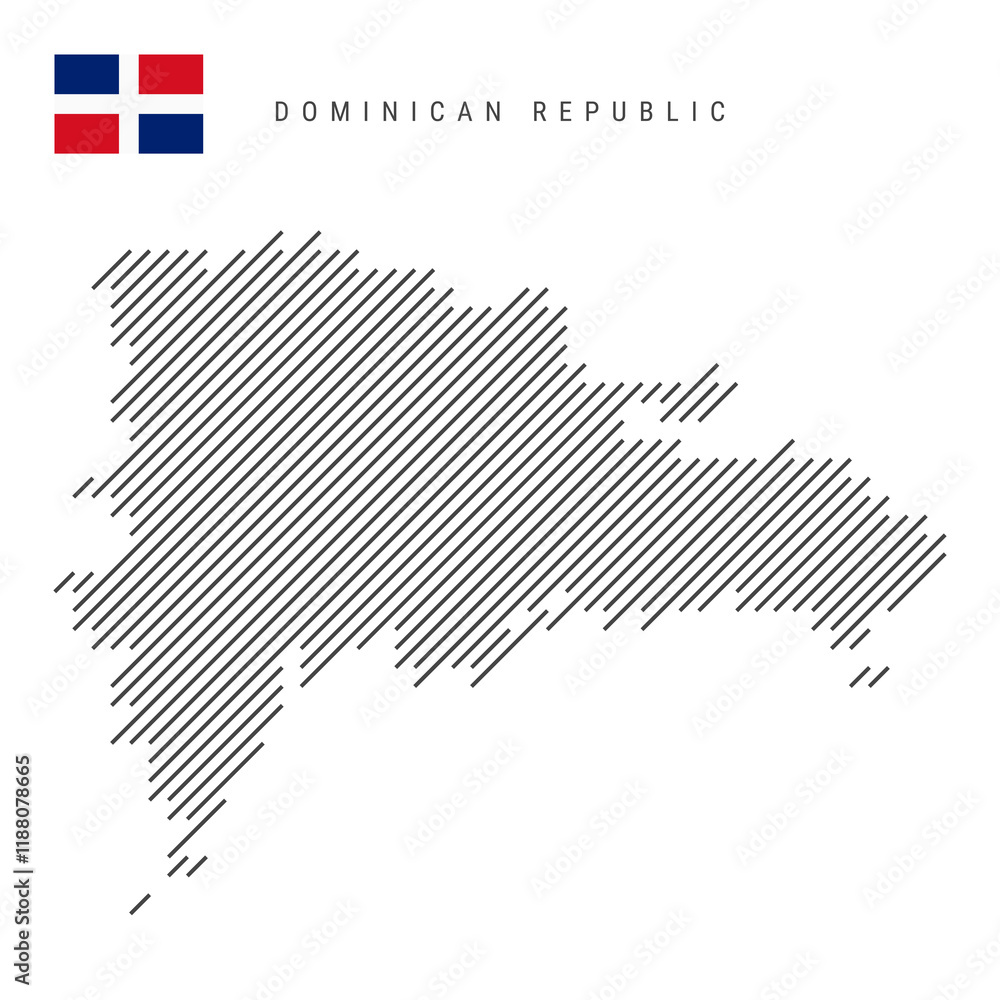 Dominican Republic map from pattern of black slanted parallel lines ...