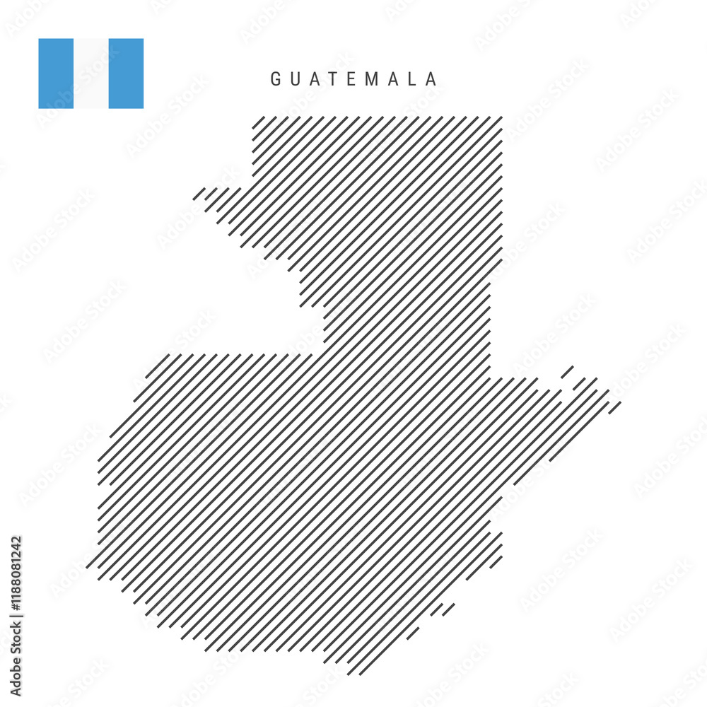 Guatemala map from pattern of black slanted parallel lines. Guatemalan ...