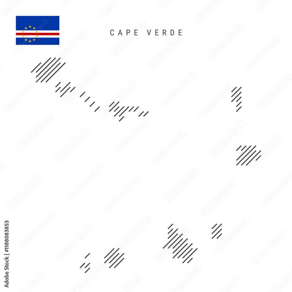 Cape Verde map from pattern of black slanted parallel lines. Cabo Verde ...