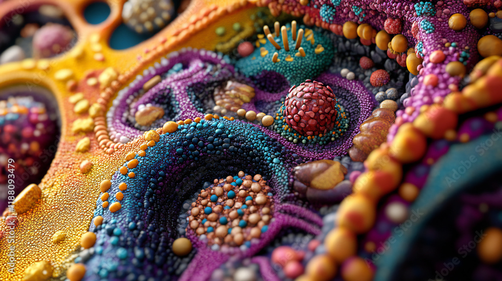 Animal Cell Anatomy Diagram Structure 3d illustration.animal cell ...