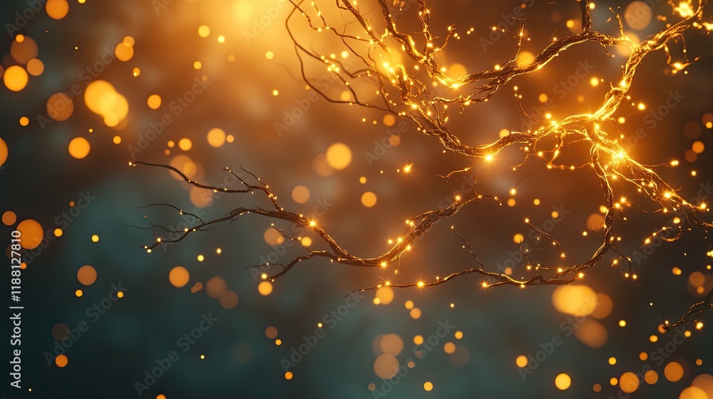 D visualization of AI decision trees with glowing branches and ...