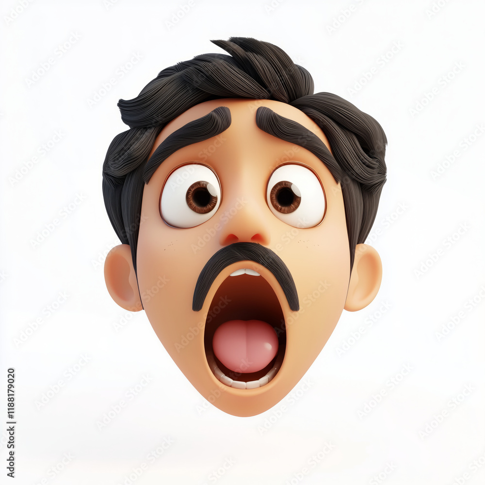 3D Indian man emoji, yawning with droopy eyes, tired expression ...