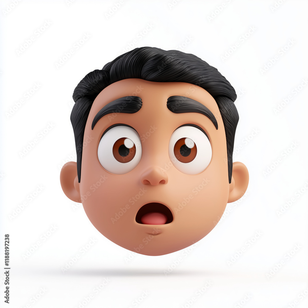Surprised Indian man face emoji with eyes wide open, eyebrows raised ...