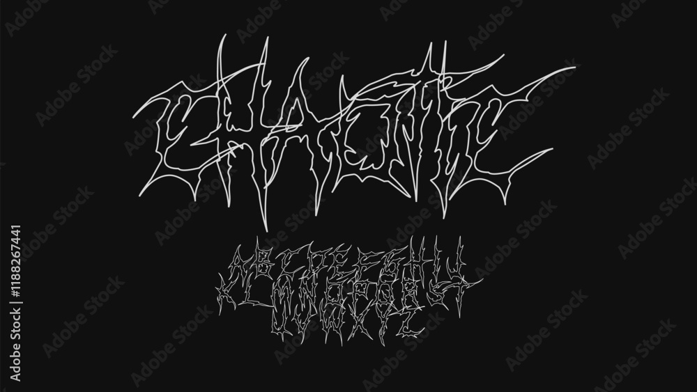 Chaotic gothic font alphabet, grunge tribal outline shapes, dark ...